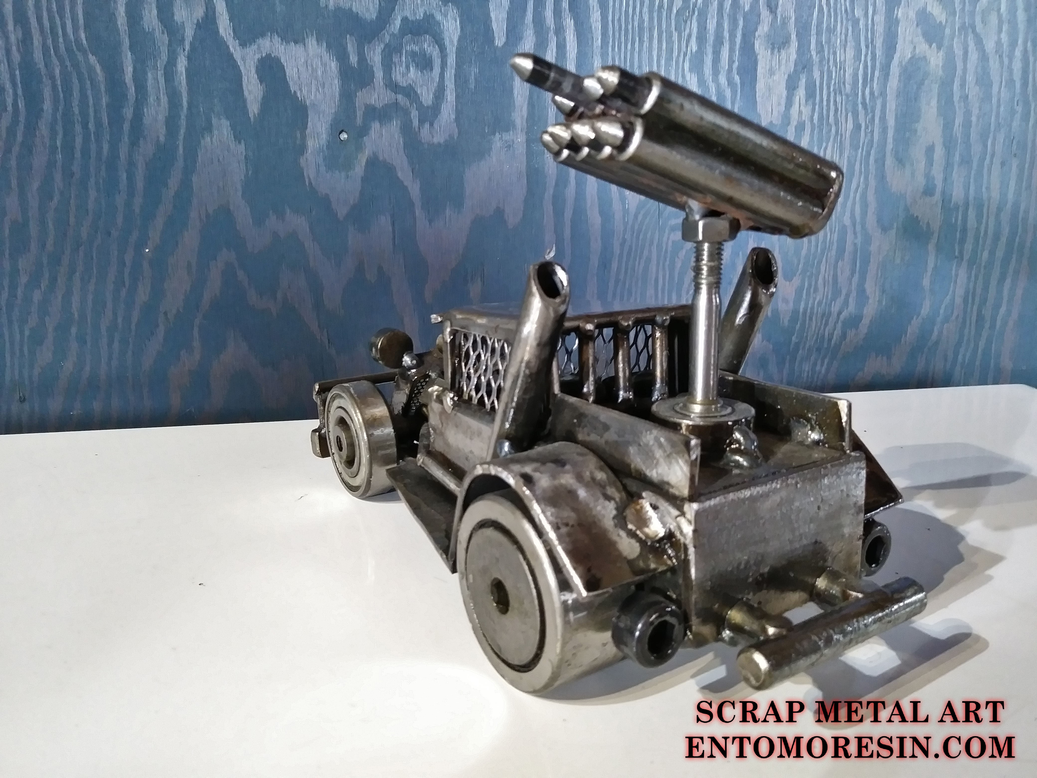 MISSILE LAUNCHER TRUCK SCRAP METAL ART